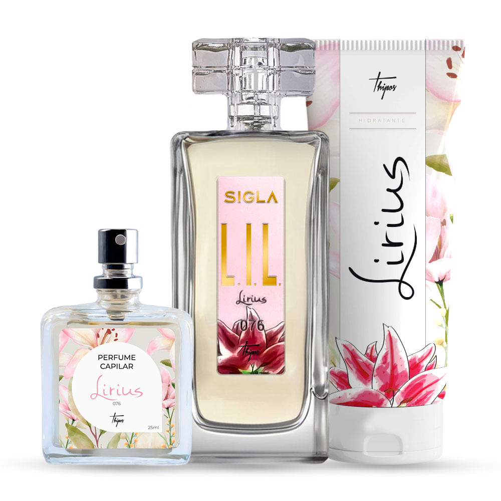 Kit Lirius: L.I.L. (076) 100ml + Hidratante 200g + Perfume Capilar ...